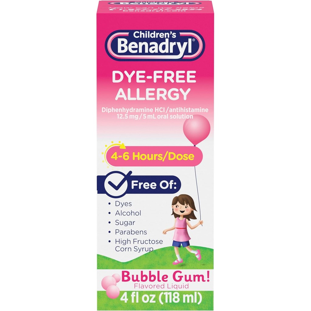 Benadryl Children's Dye-Free Allergy Liquid Medication with ...