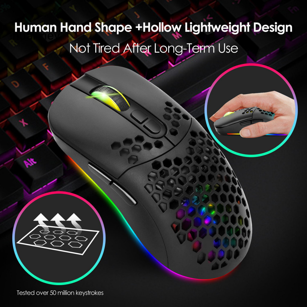 HUARMEY Honeycomb Shell Design Wireless Mouse for Laptop 24G 6 Buttons ...