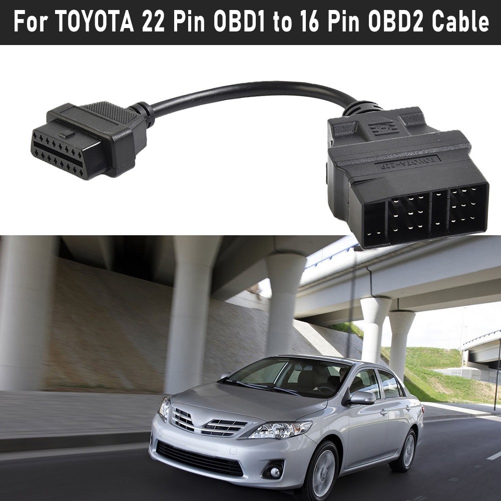 (HUND) 22 Pin OBD1 To 16 Pin OBD2 Converter Adapter Cable For TOYOTA ...