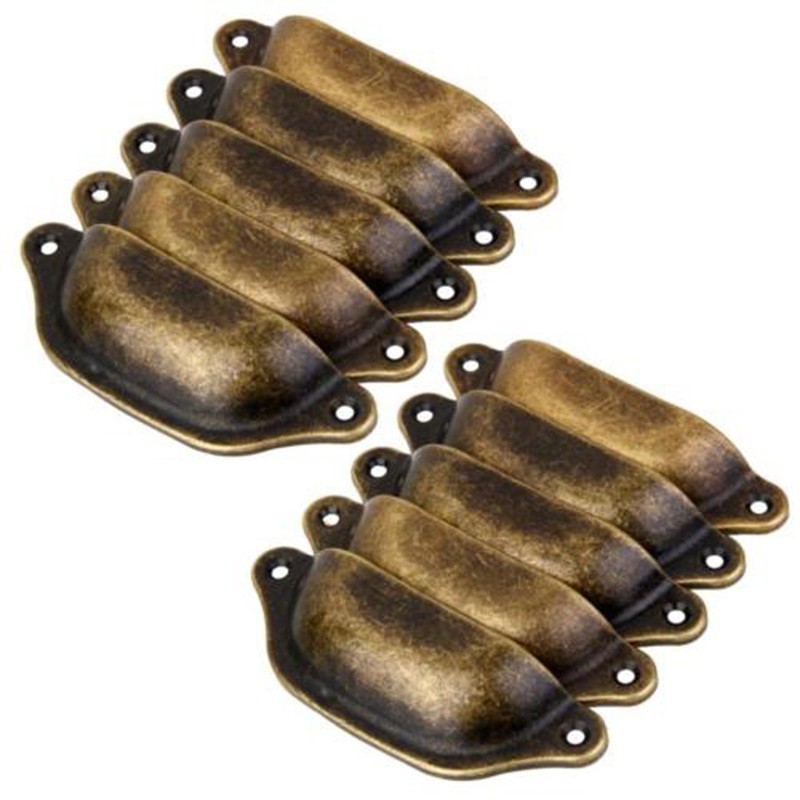 [LLMA]10Pcs Antique Brass Cupboard Cabinet Drawer Knob Furniture Shell ...