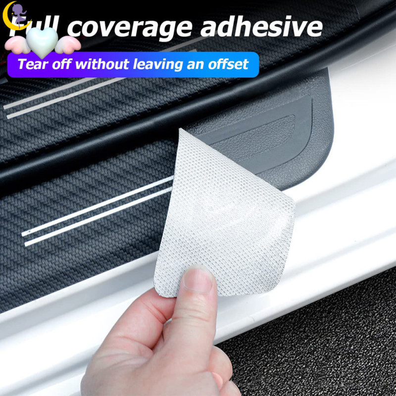 Set of 4 Car Door Sill Protectors and 1 Rear Bumper Guard, Carbon Fiber ...