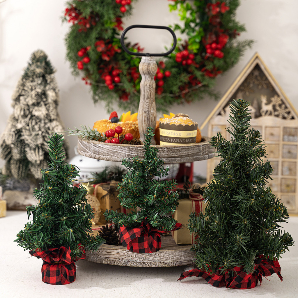 [Richu] Compact Holiday Tree Long-lasting Artificial Pine Tree Mini ...
