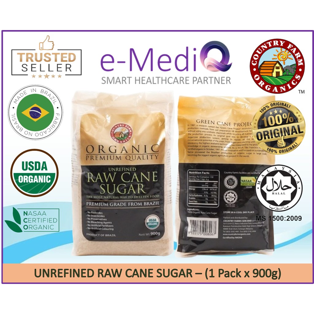 Country Farm Organics - Organic Raw Cane Sugar (900g) Halal & Non GMO ...