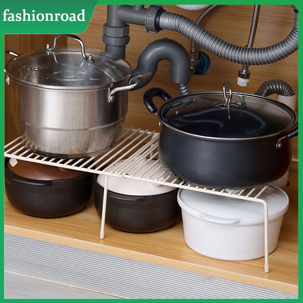 【fashionroad】Kitchen Rack Shelf Wrought Iron Cabinet Holder Telescopic ...
