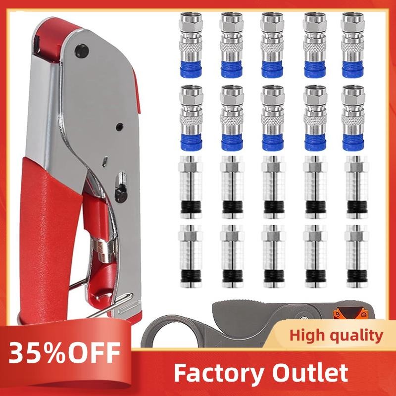Coax Cable Crimper Tool Kit with 20pcs F Type RG59 RG6 Compression ...