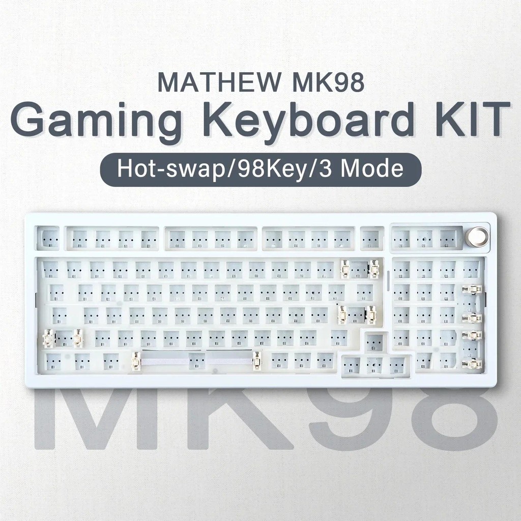 MATHEW MK98 3mode Wired and Wireless Customized Mechanical Keyboard Kit VIA Support Full-key Hot ...
