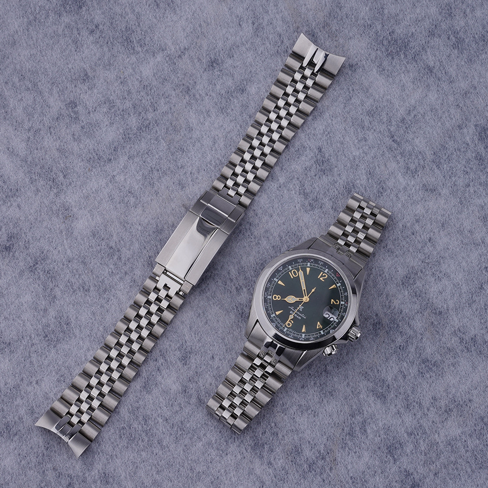 For 20mm Seiko Prospex Alpinist SPB121 Solid Curved silver strap ...