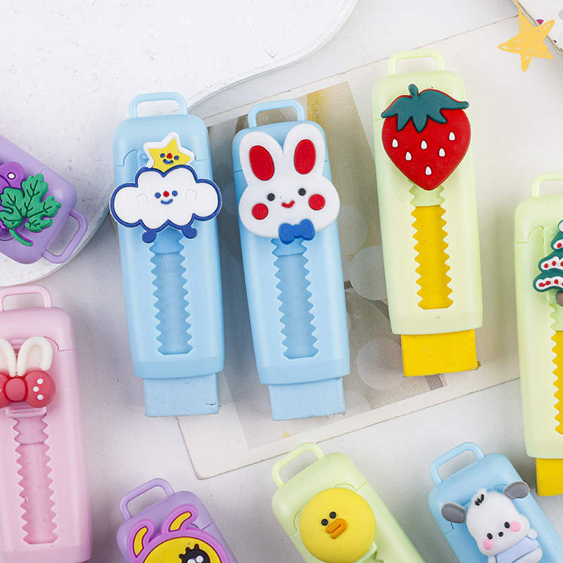 Cartoon Pull-out Eraser Cute Strawberry Rabbit No Trace Eraser Multi ...