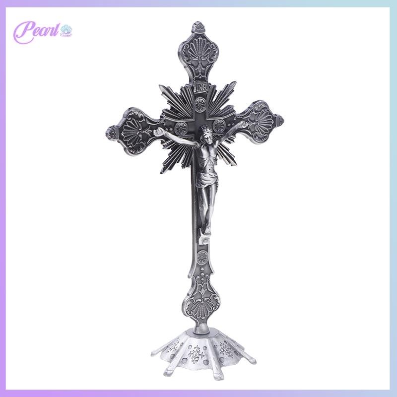 New Alloy Christ Cross Statue Jesus Christ Model With Base Christian ...
