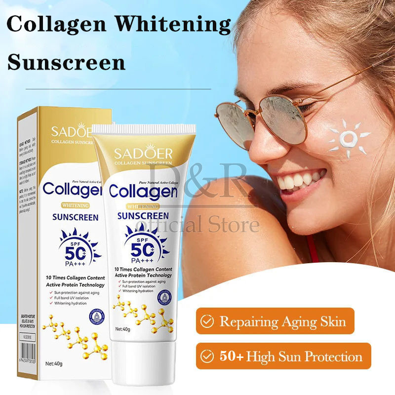 Collagen Sunscreen Cream Protector Body Face Sun Block SPF50+ PA+ + + Isolation Lotion whitening ...