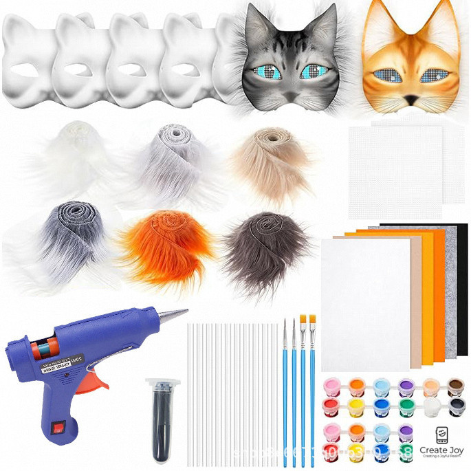 DIY 34 keping lengkap DIY topeng suit kosong kucing topeng tiruan kulit ...