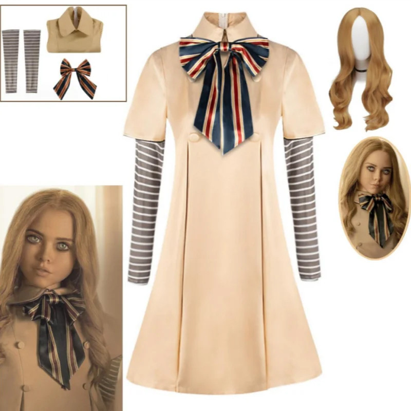 M3GAN Cosplay Costume Wig Megan Dress AI Doll Robots Dress Top Socks ...