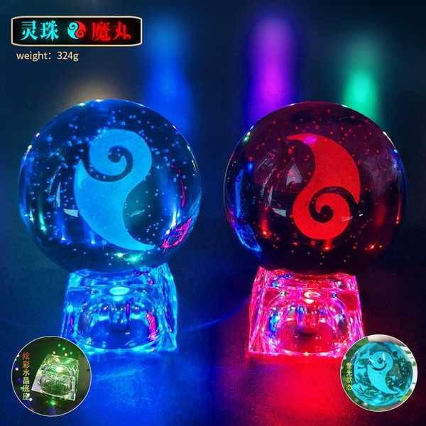 哪吒盲盒 哪吒模型 Nezha Ao Bing Lingzhu Demon Maru dengan lampu malam yang sama, bola kristal ...