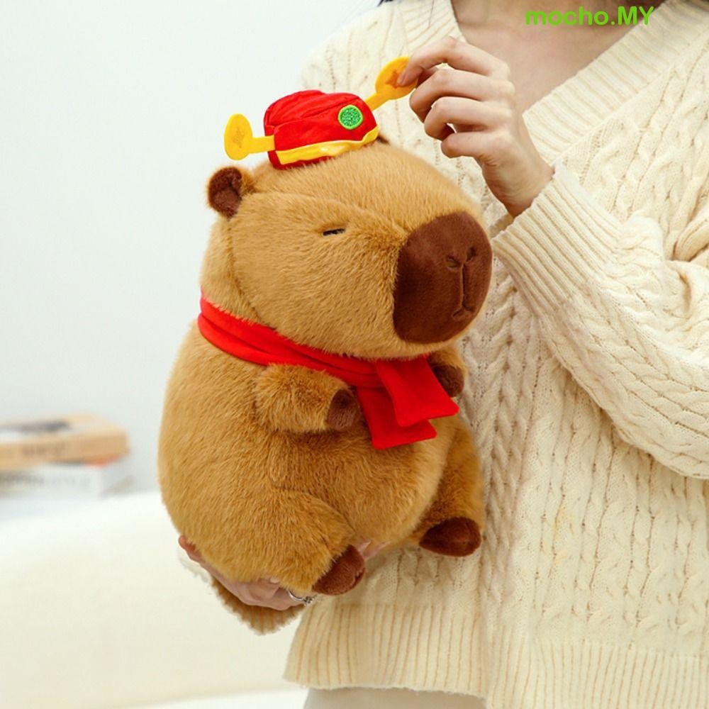 MOCHO Simulation Capybara Toy, Stuffed New Year Style Capybara Plush Doll, Creative PP Cotton ...
