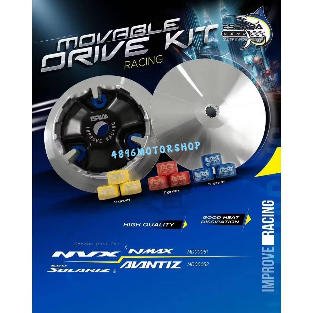 ESPADA CVT RACING PULLEY KIT SET NVX155 V1 V2 NVX 155 NMAX150 NMAX155 ...