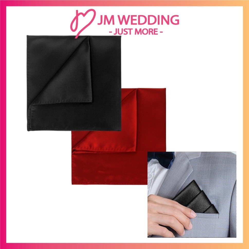 Satin Pocket Square Party Solid Handkerchief Kain Tangan 4Segi ...
