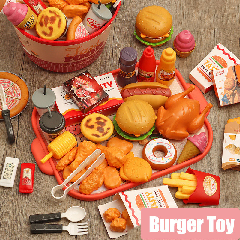 Hamburger Playhouse Toy Mini Burger Toy Hamburger Kitchen Playset ...