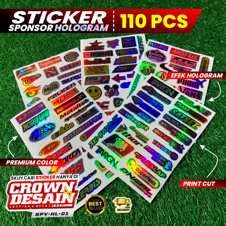 Sponsor Racing Sticker Pack contains 110 pcs Princutt Hologram ...