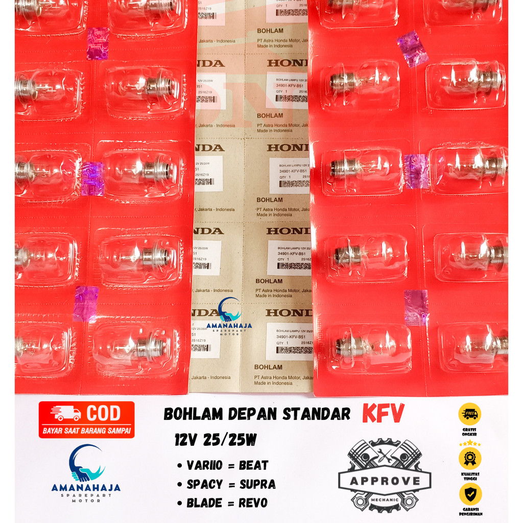 (GUARANTEE) Ori (PACKAGE OF 10 PCS) HEADLIGHT BULB FOR ALL HONDA DUCK & MATIC (KFV) MOTORCYCLES ...