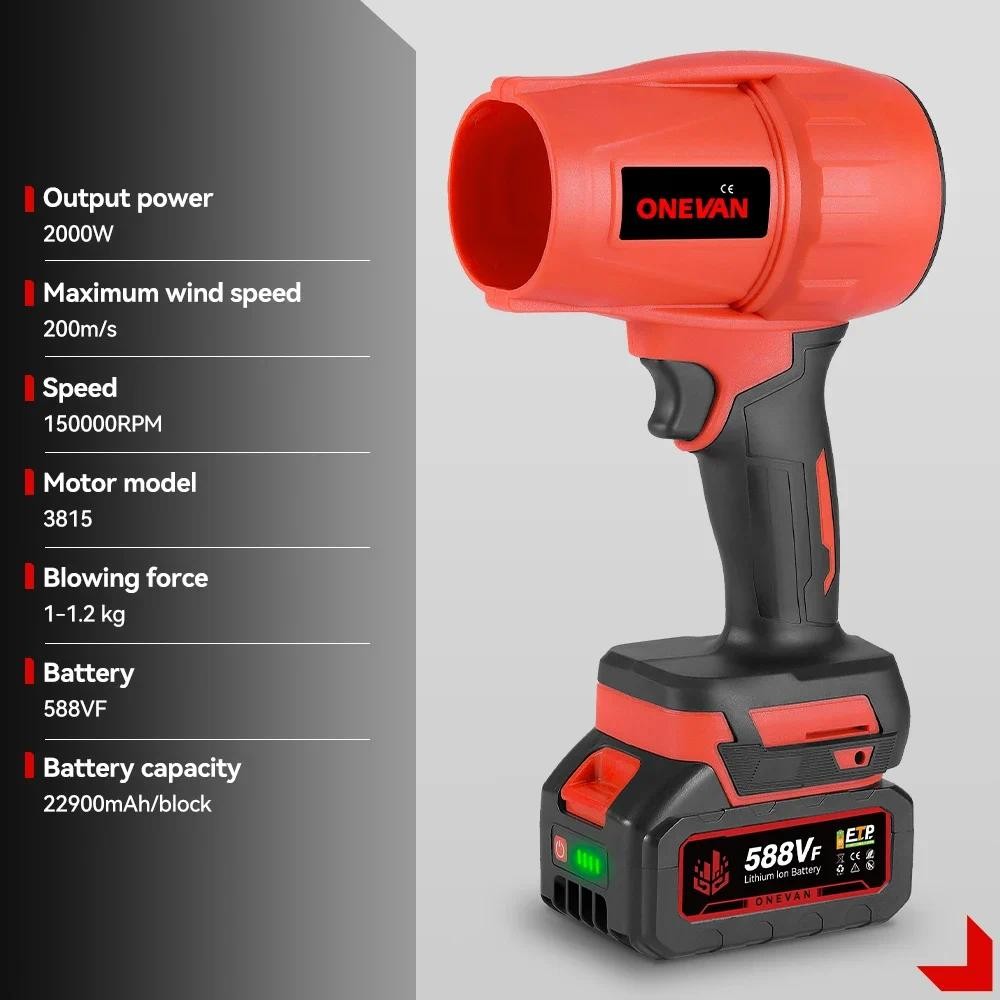 ONEVAN B1 2000W Brushless Turbo Jet Fan 200M/S Cordless Electric Air ...