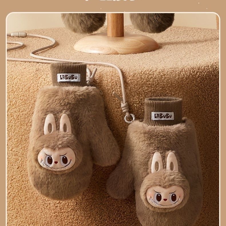 Genuine POPMART Warm fluffy series LABUBU Plush gloves official ...
