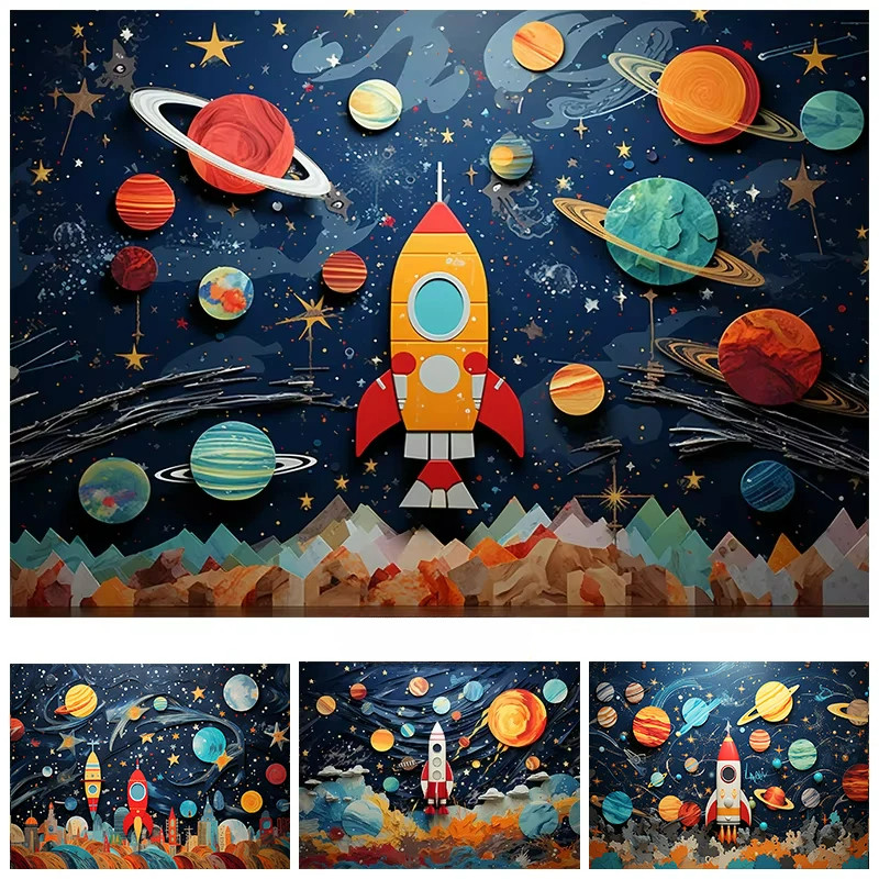 Universe Space Rocket Background Photography Cartoon Spaceship Mars ...