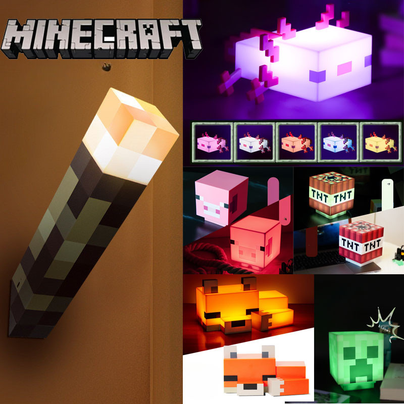 Minecraft Light Creeper Diamond Axolotl Lamp Minecraft Torch Night ...