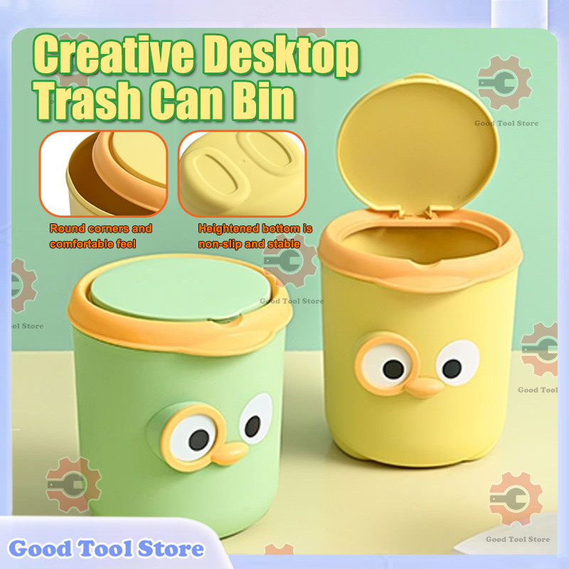 Creative Desktop Trash Can Bin Cute Trash Can Mini Trash Bin Tong ...