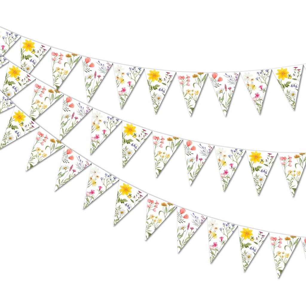 Wildflower Baby Shower Decorations Spring Wildflower Paper Pennant ...
