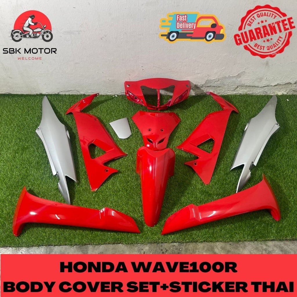 🔥【SBK MOTOR】HLD Honda Wave100R VRC Red Silver Thailook + Sticker | Body ...