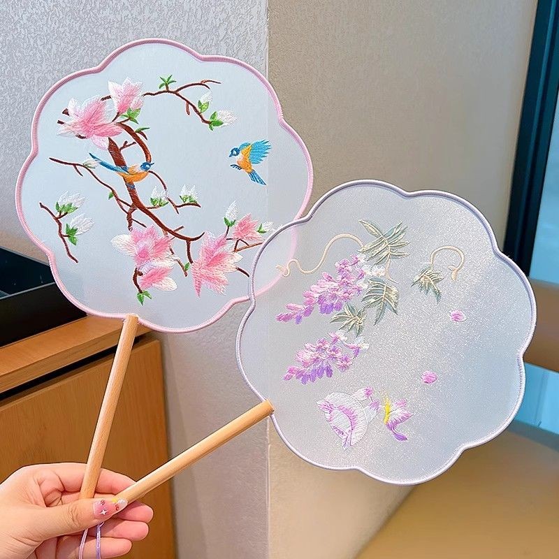 [Ready Stock Hot Sale] Chinese Style Group Fan Double-Sided Embroidered ...