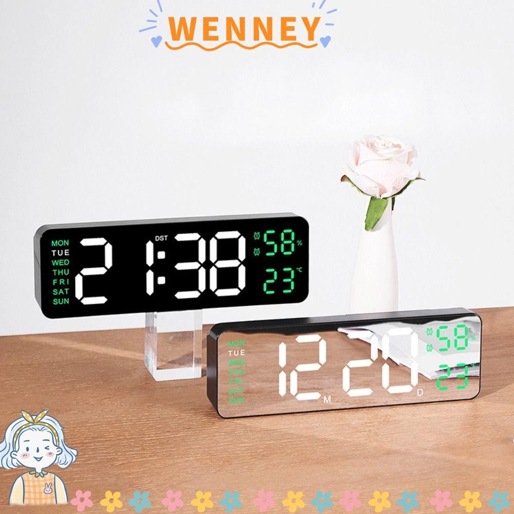WENNEY Electronic Wall Clock, Multi-functional Temperature Digital LED ...