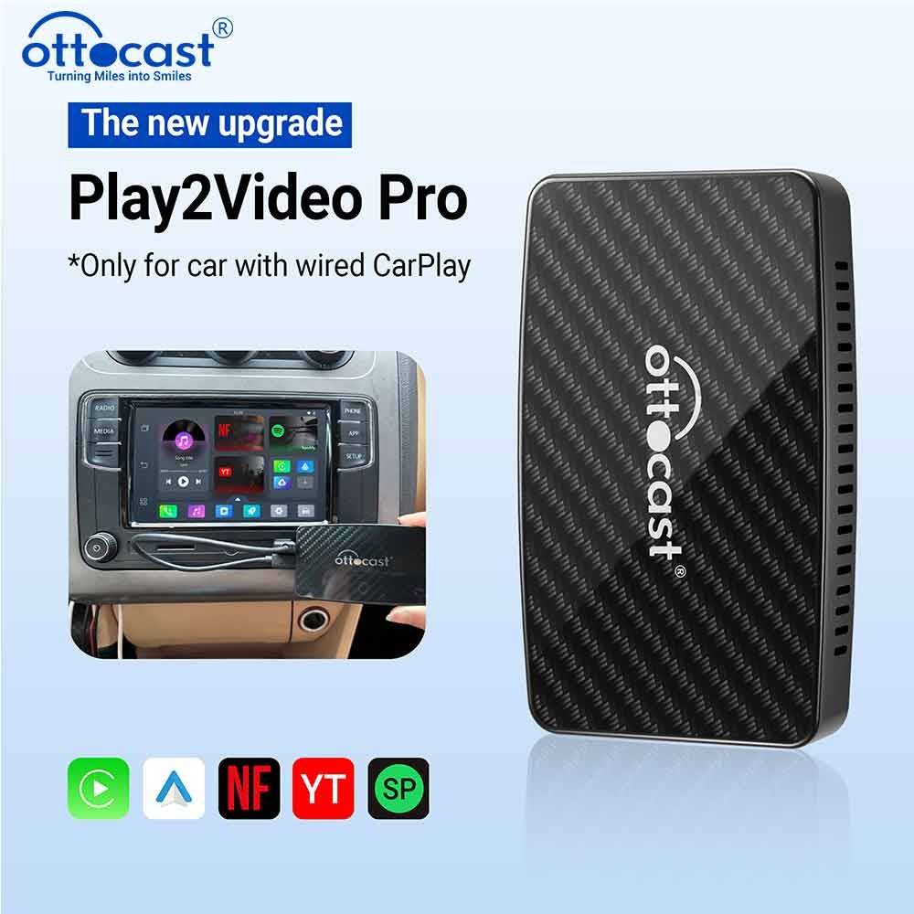 OTTOCAST Play2Video Pro Wireless CarPlay Android Auto Adapter Multimedia Video for Youtube ...