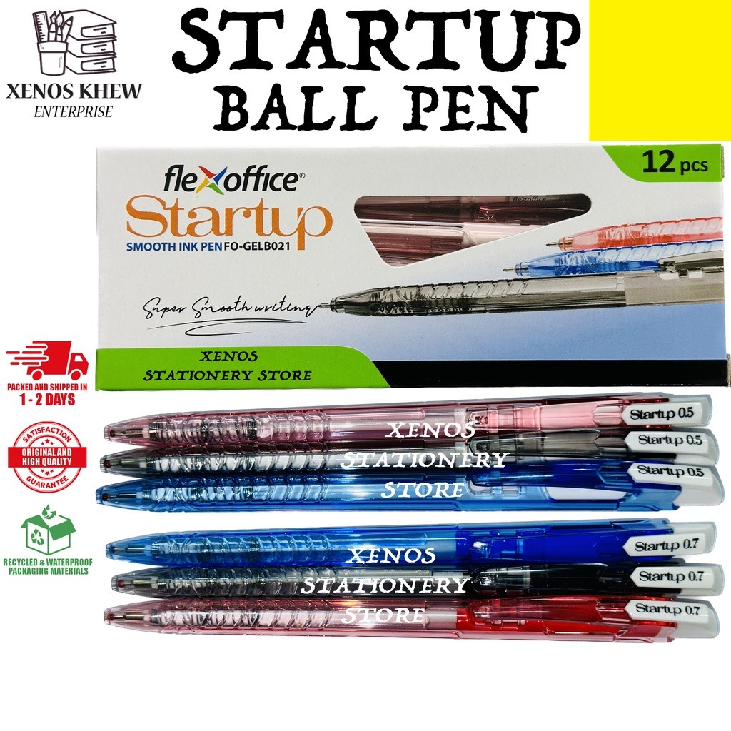 FLEXOFFICE STARTUP BALL PEN RETRACTABLE BALL PEN 0.5MM / 0.7MM 12PCS ...