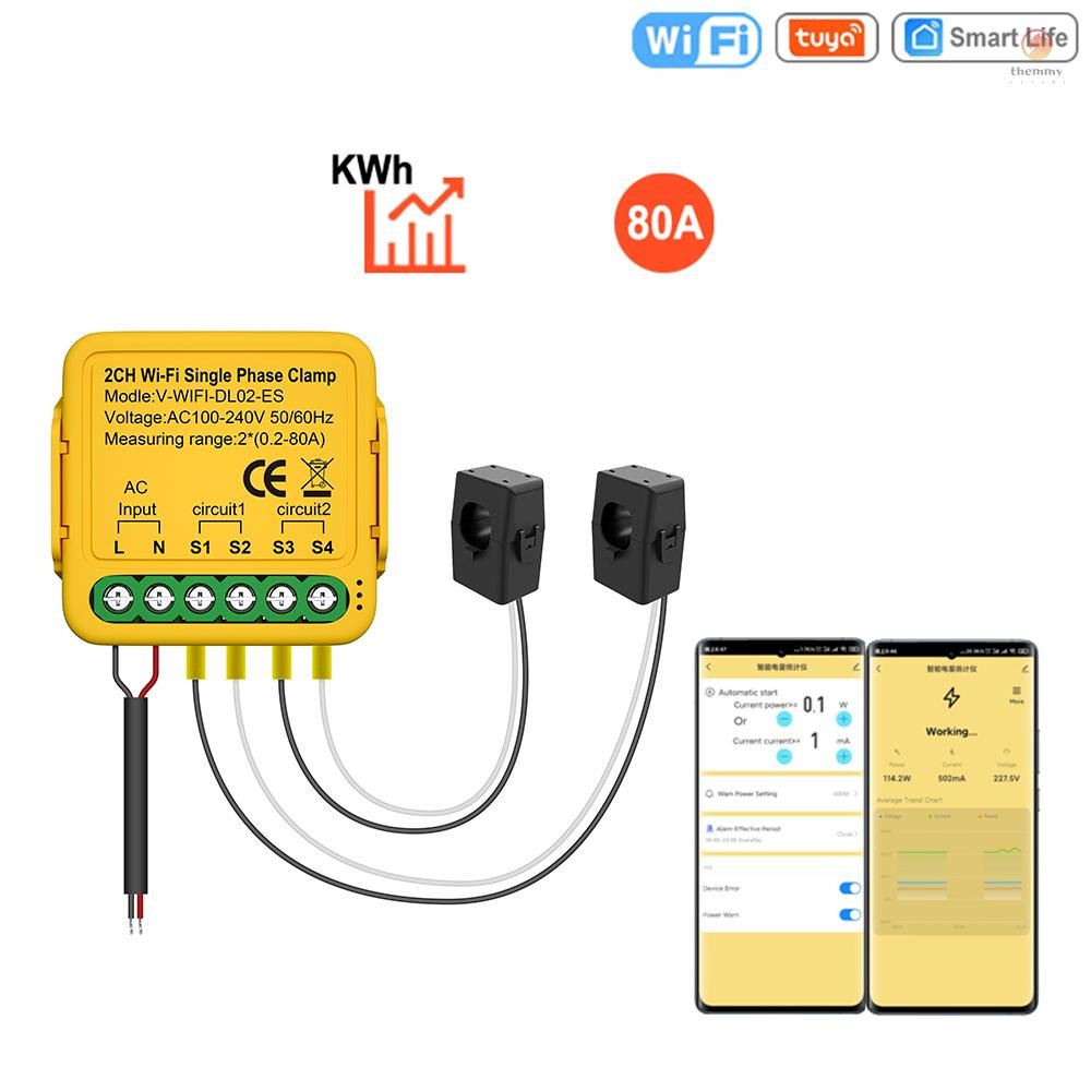 Tuya WiFi Smart Home Energy Monitor 2.4GHZ Smart Energy Meter Single ...