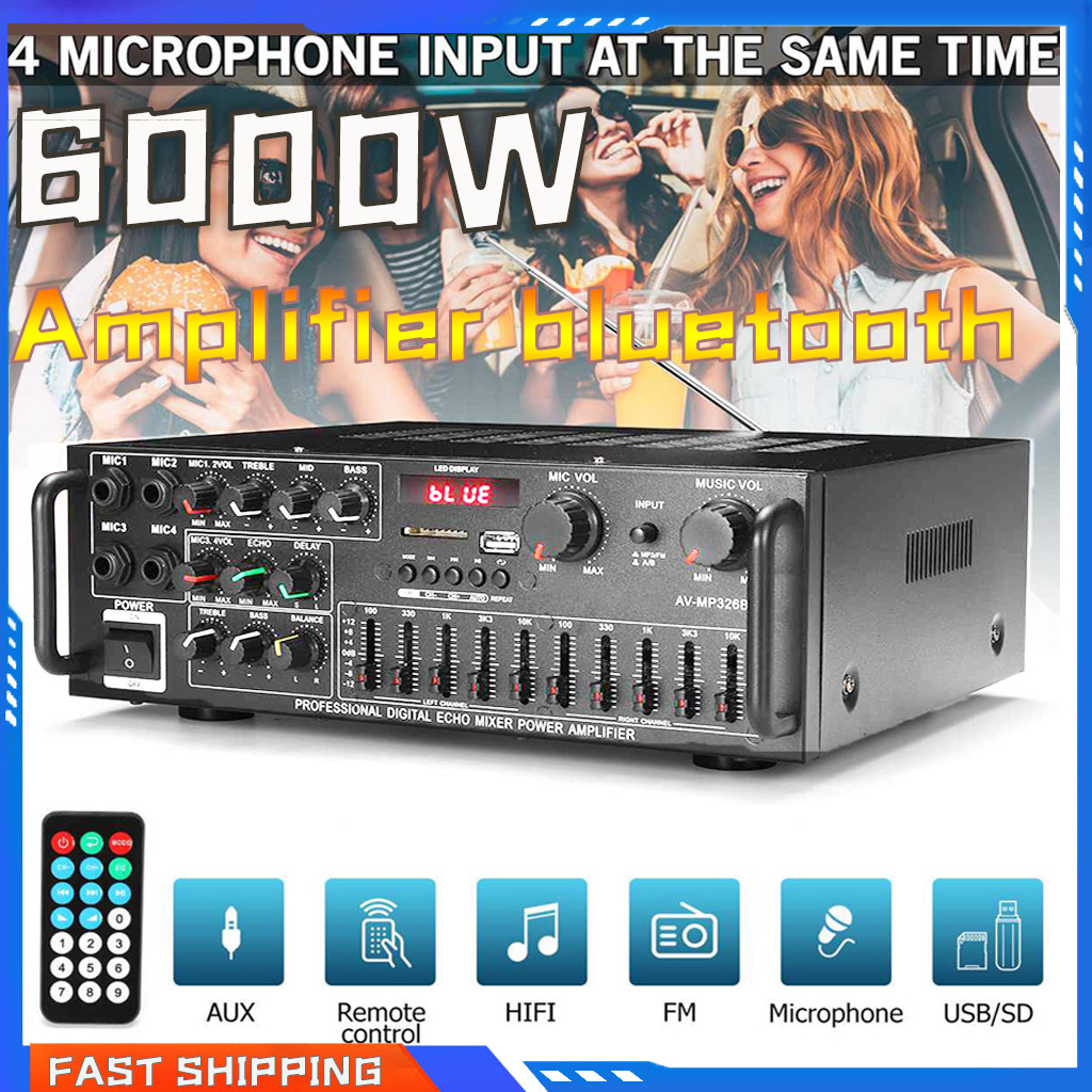 5 Channels Bluetooth Karaoke Amplifier HiFi Sunbuck Stereo Digital ...