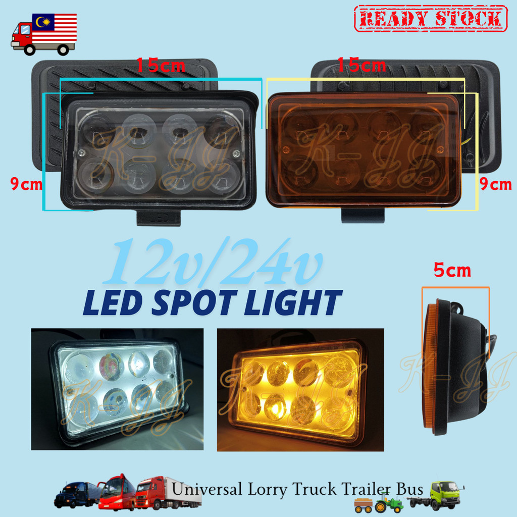 12v/24v LED 8 Square Sport Lamp Spotlight Fog Universal Working Car ...