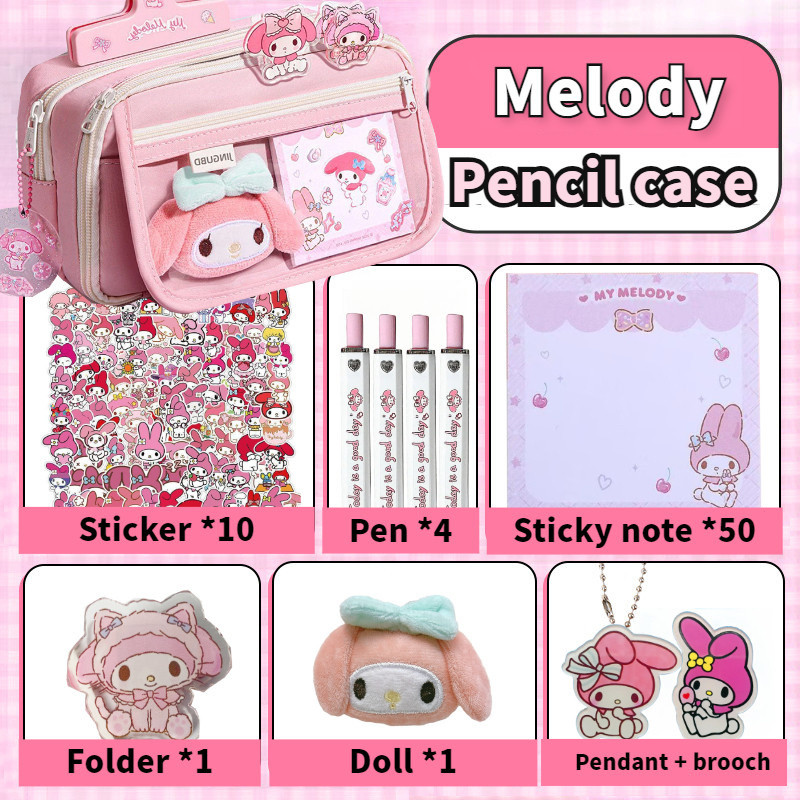 Melody Pencil Case, Sanrio Large Capacity Melody Pencil Case, Girls ...