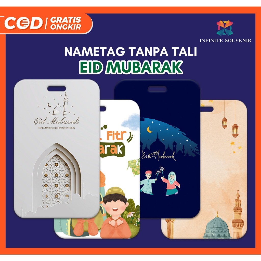 (N009) Eid MUBARAK Nametag Without Strap / Ramadhan Card Holder / Idul ...