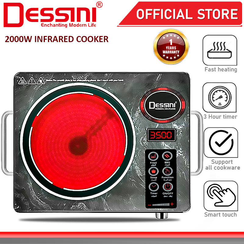 DESSINI ITALY Infrared Ceramic Cooker Hob Touch Control Panel 1 Burner ...