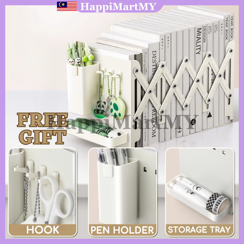 Office Desktop Organizer Book Stand Expandable Metal Bookend Books ...