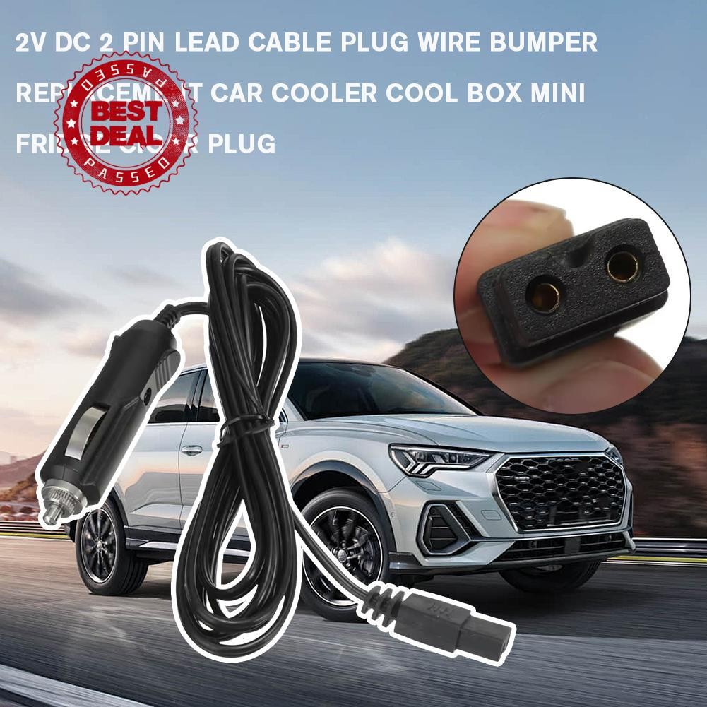 2m 12v Dc 2 Pin Cable Plug Wire Bumper Replacement Cooler Mini Fridge ...
