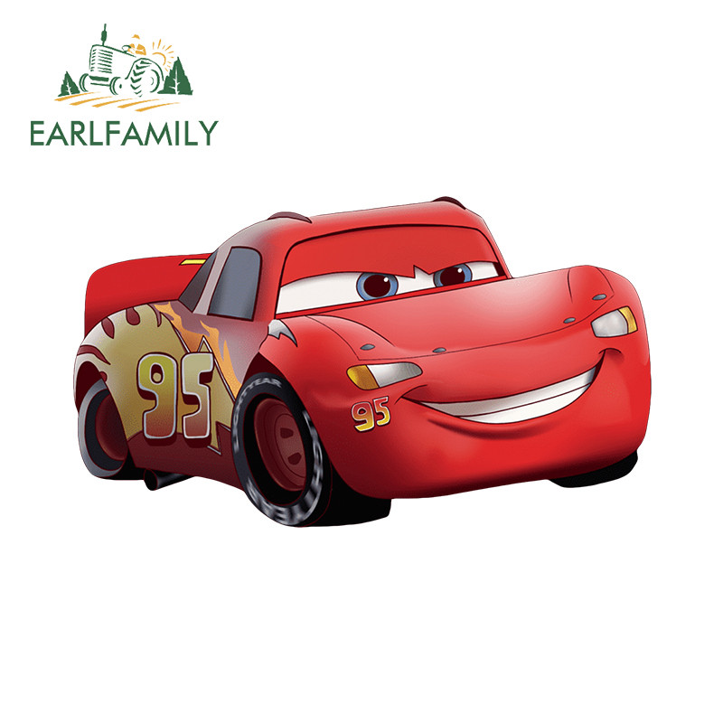 EARLFAMILY 13cm Lightning McQueen Car Stickers Cartoon Sunscreen ...