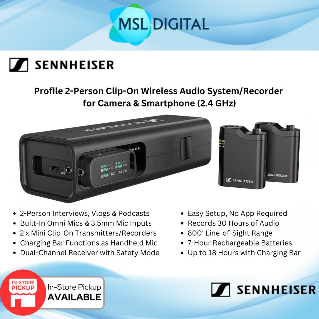 Sennheiser Profile 2-Person Clip-On Wireless Audio System/Recorder for ...