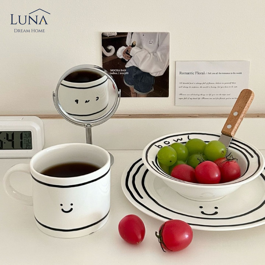 LUNA [Ins Smile Dinnerware] Ceramic Cartoon Comic Happy Cute Tableware ...
