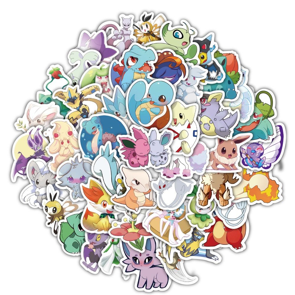 60PCS Cartoon Anime Pokemon Pikachu Graffiti Stickers for Bicycle Hand ...