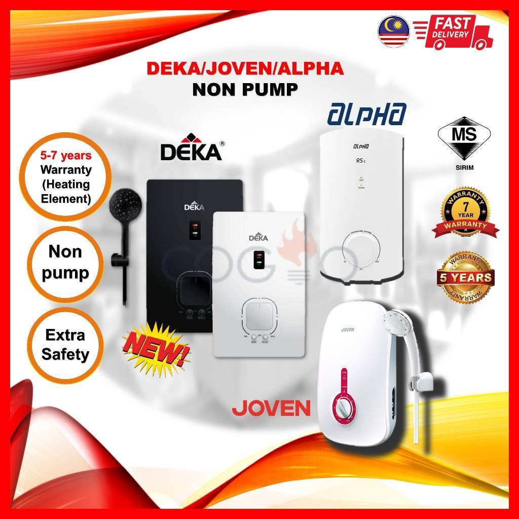 WATER HEATER NON PUMP DEKA PREMIO /JOVEN SA8E / ALPHA RS-E | Shopee ...