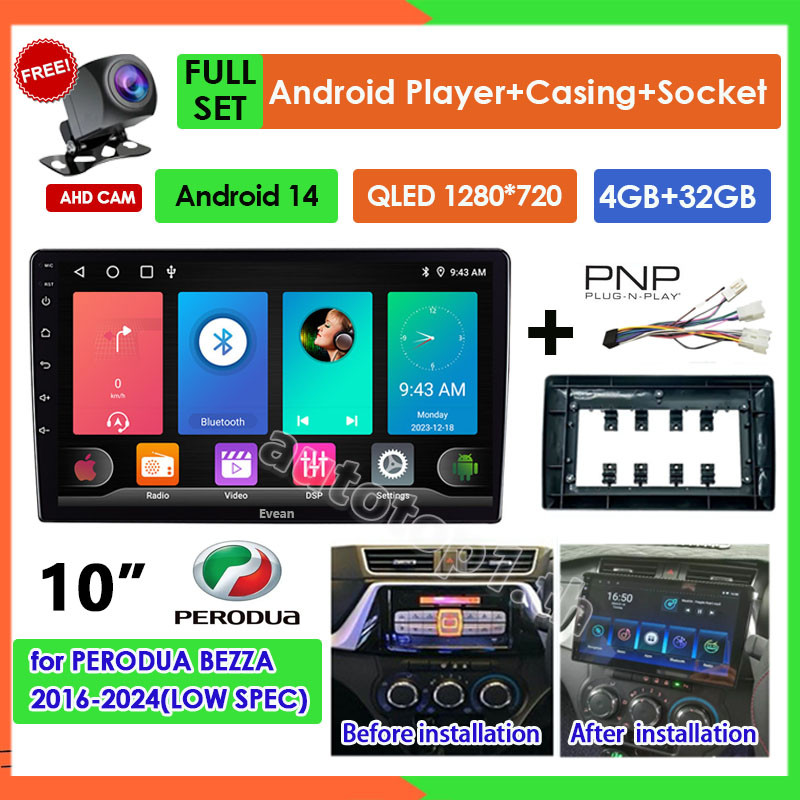 10inch Car Android Player for Perodua Bezza 2016-2024 with Casing and ...