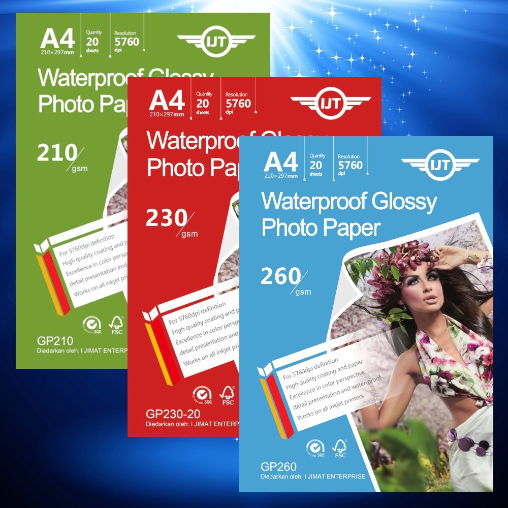 20's/pack IJT GP210 / GP230 / GP260 Inkjet Paper Glossy Paper Glossy Photo Paper 210gsm 210g ...