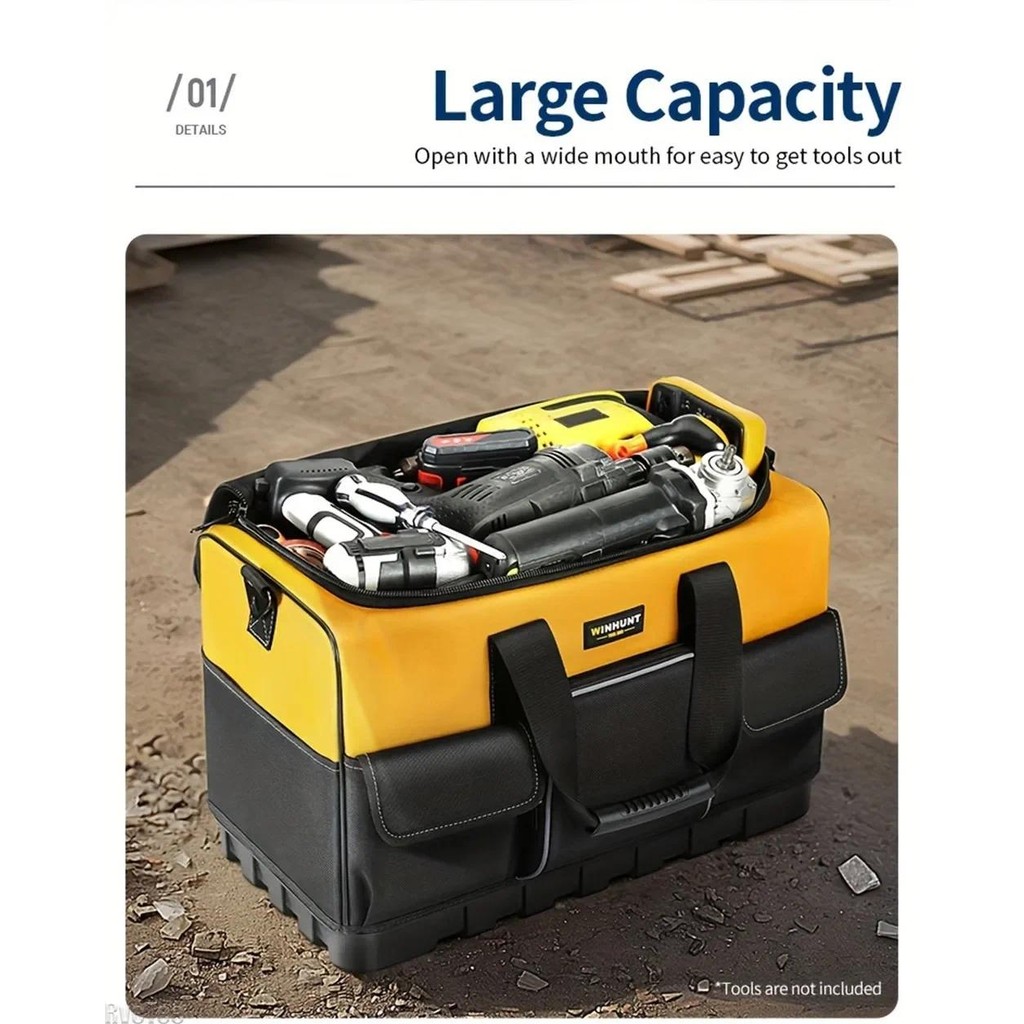 Winhunt Heavy-Duty Tool Bag with Plastic Base for Electrician Tools ...